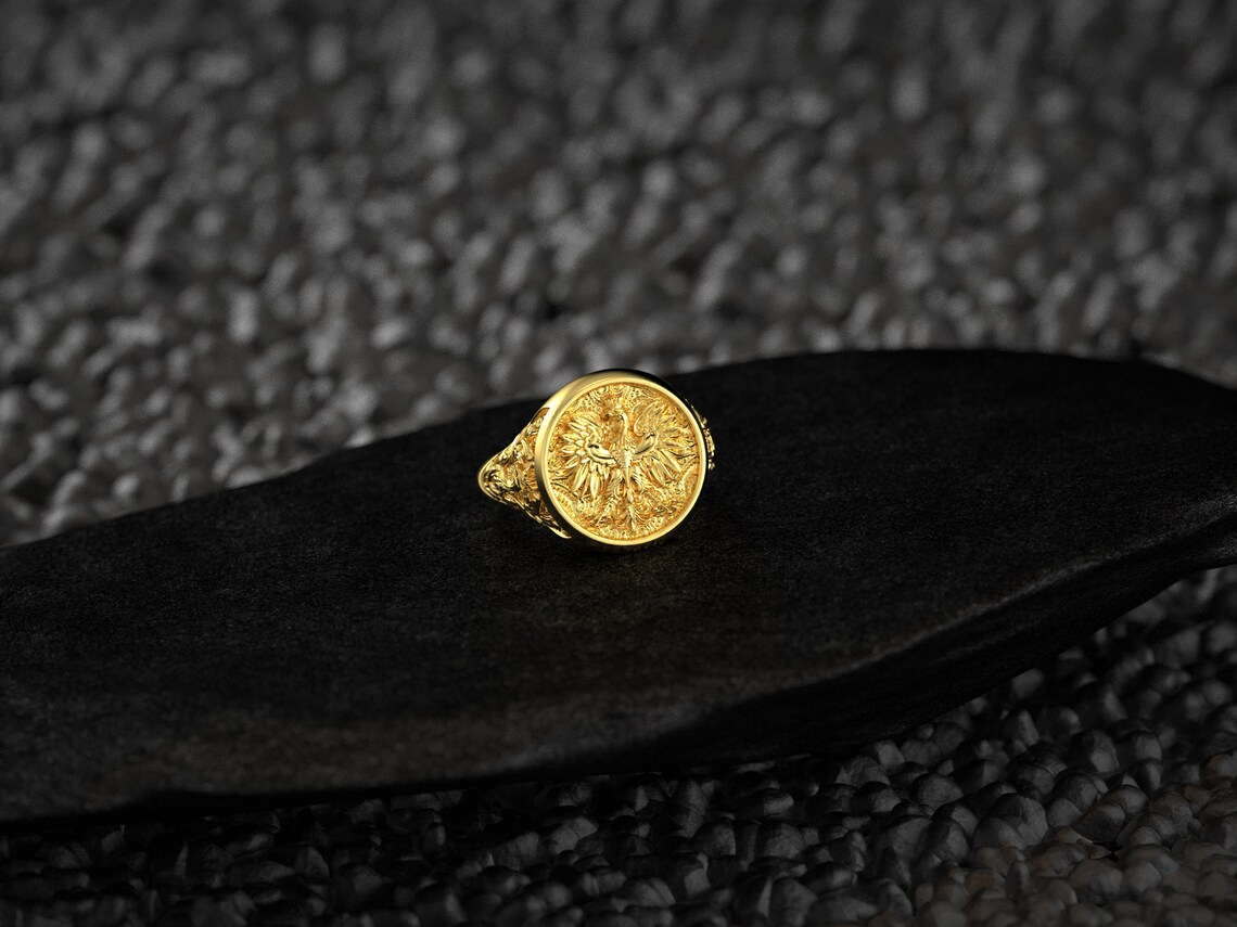 Polish Eagle Signet Ring – Sterling Silver Coat of Arms Ring With ...