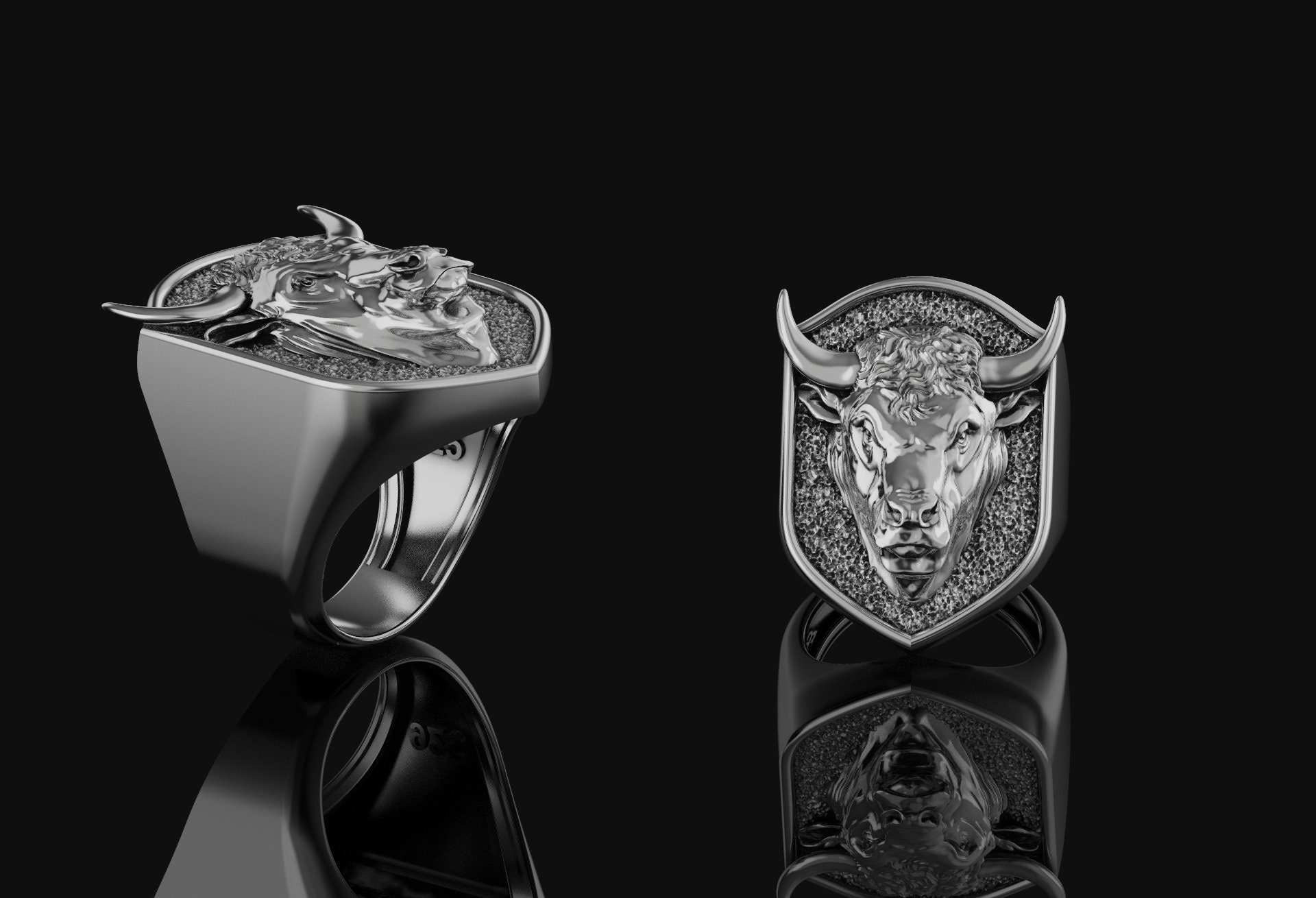 Men's Bull Ring Big Pinky Jewelry Sterling Silver - Etsy