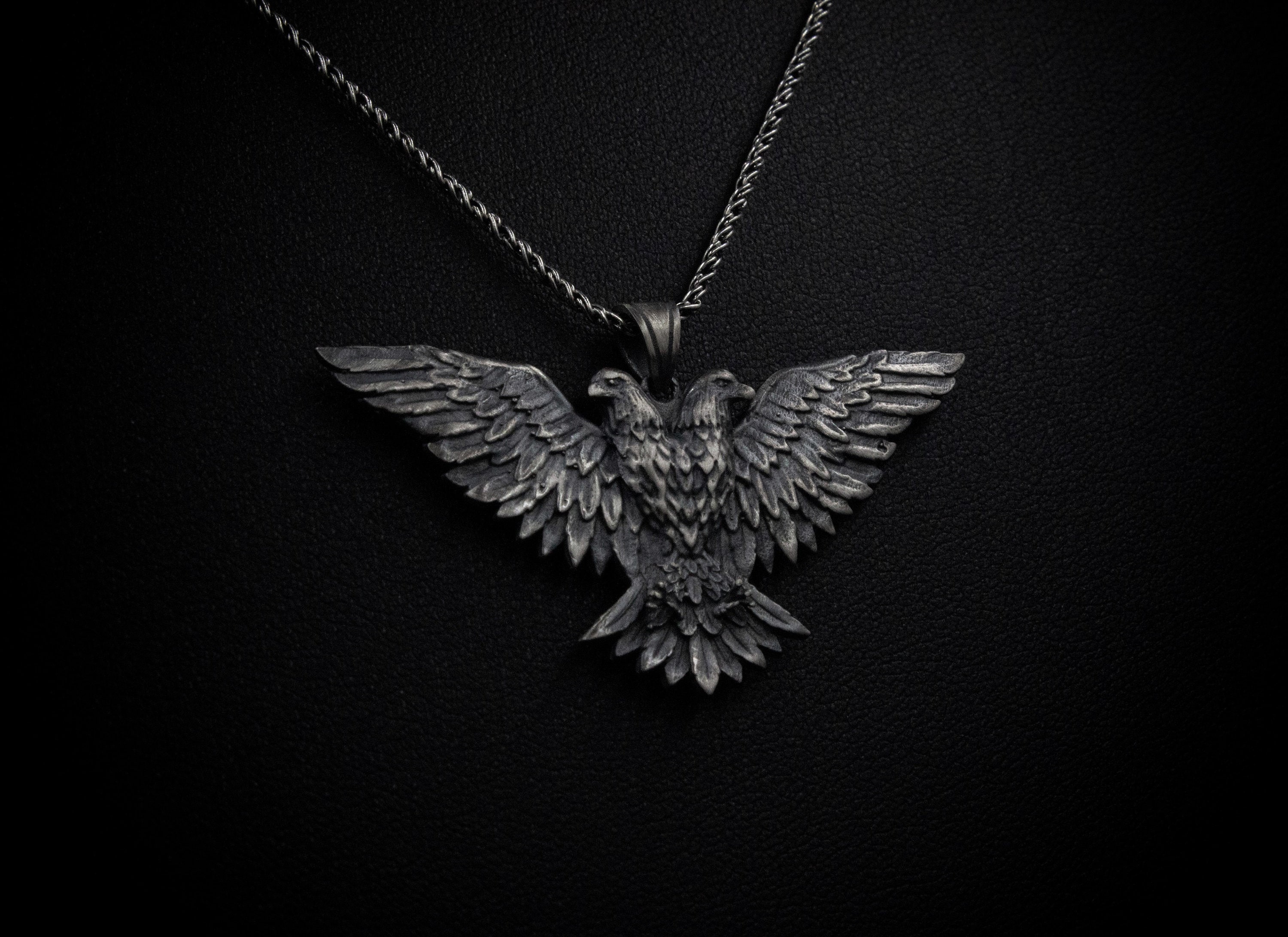 Silver Two Headed Eagle Jewelry Gift Necklace Bird Pendant | Etsy