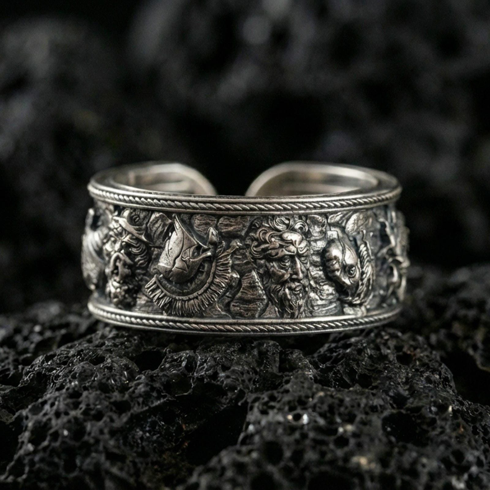 Sterling Silver Greek Gods Ring – Ancient Hellenic Adjustable Cuff - Etsy