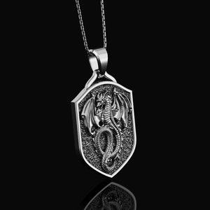 Silver Dragon Pendant, Silver Dragon Jewelry Dragon Pendant for Men ...