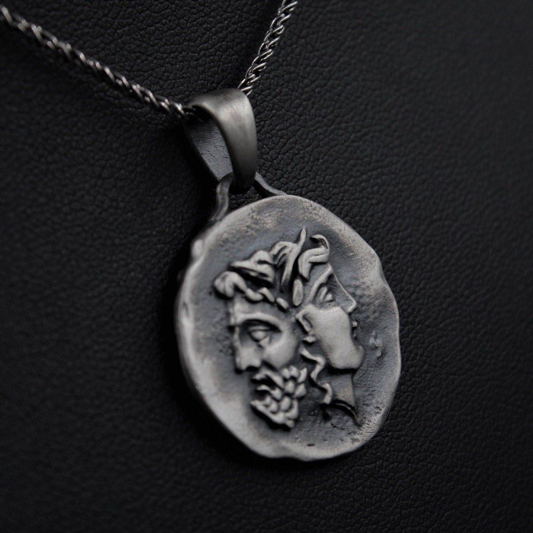 Silver Ancient Janus Coin Jewelry Antique Roman God Empire Necklace ...