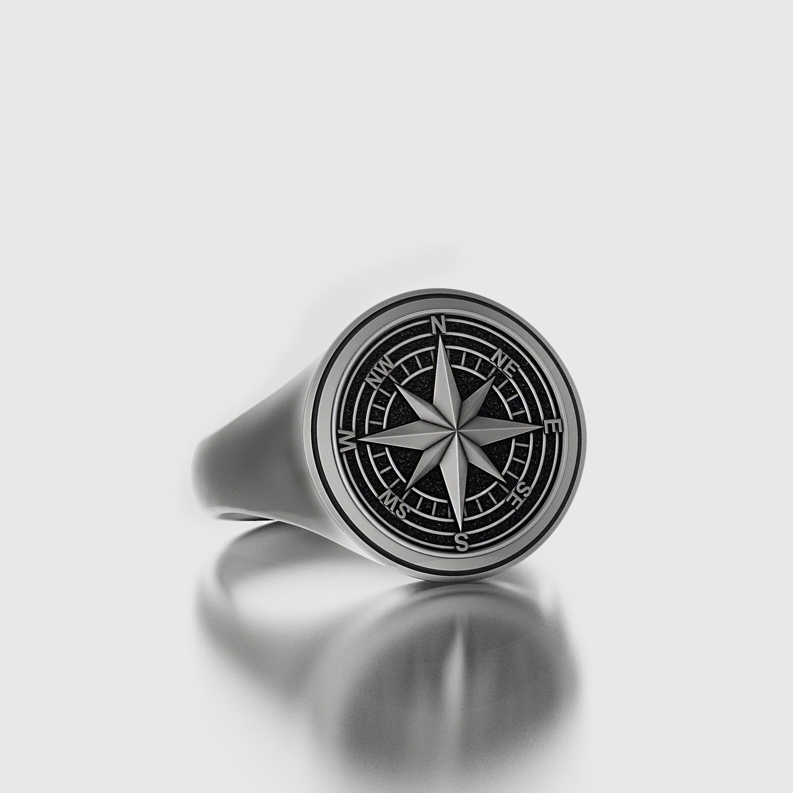 Silver Compass Ring Compass Jewelry Men's Ring - Etsy