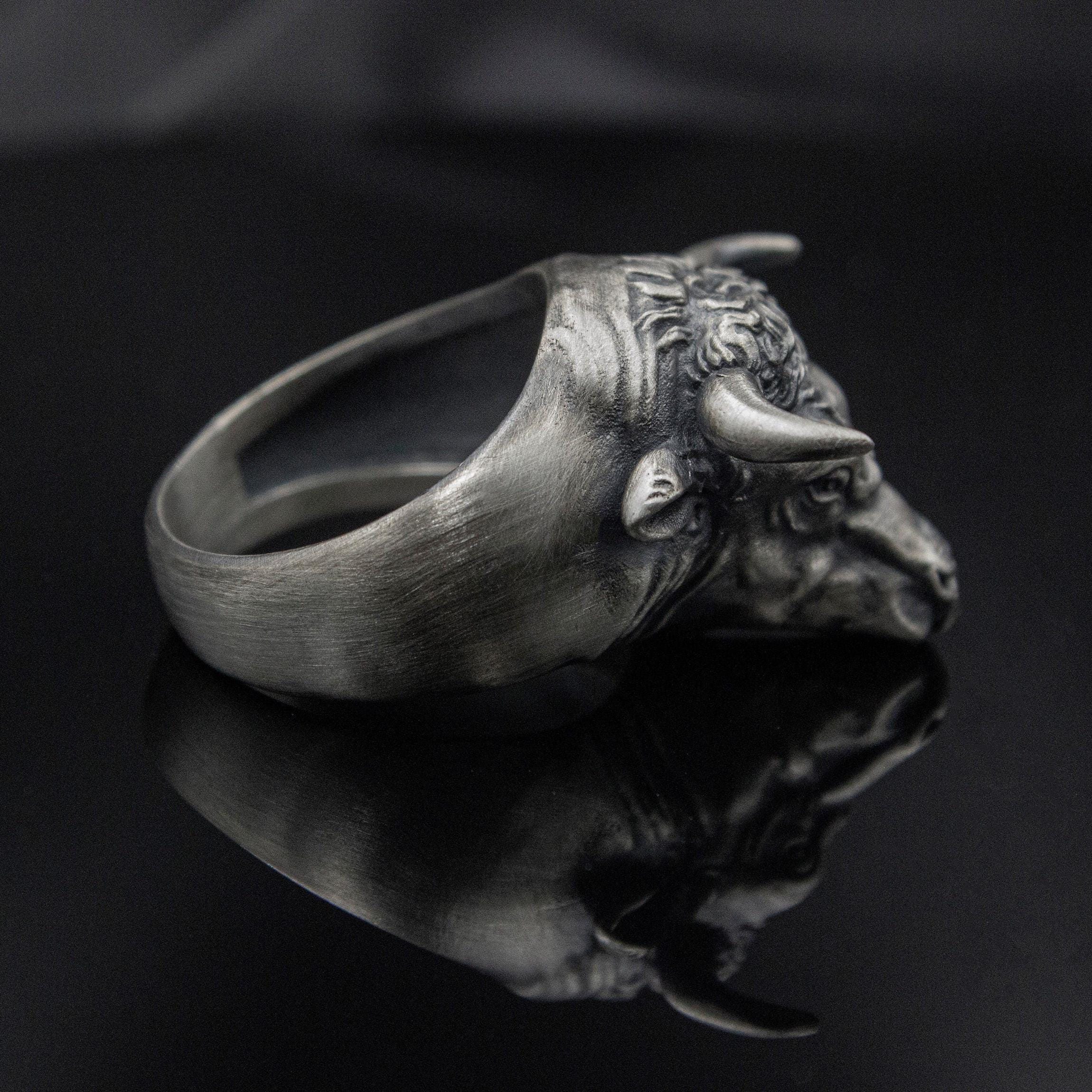 Sterling Silver Bull Ring, Unisex Animal Jewelry - Etsy