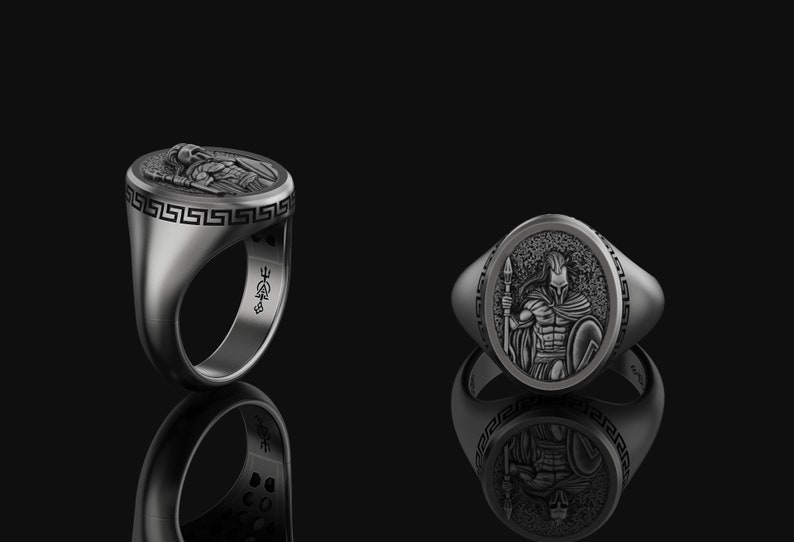 2 Styles 925 Silver Greek Spartan Ring Warrior Men's - Etsy