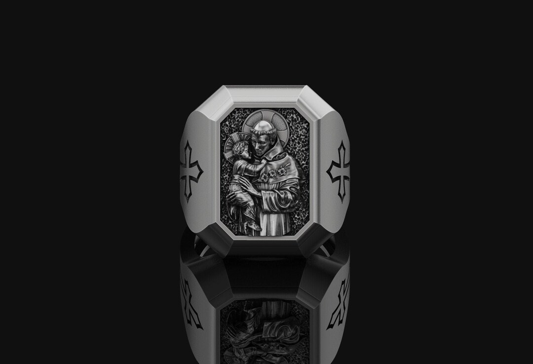St Anthony Silver Christian Ring Catholic Gift Religious Accessory ...
