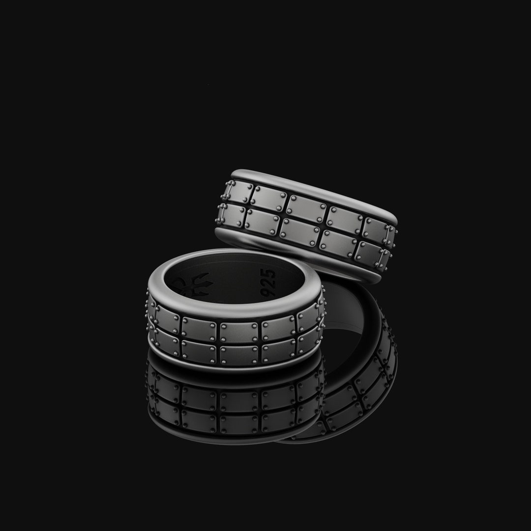 Rotating Plate Pattern Band Ring Unique Geometric Design, Elegant ...