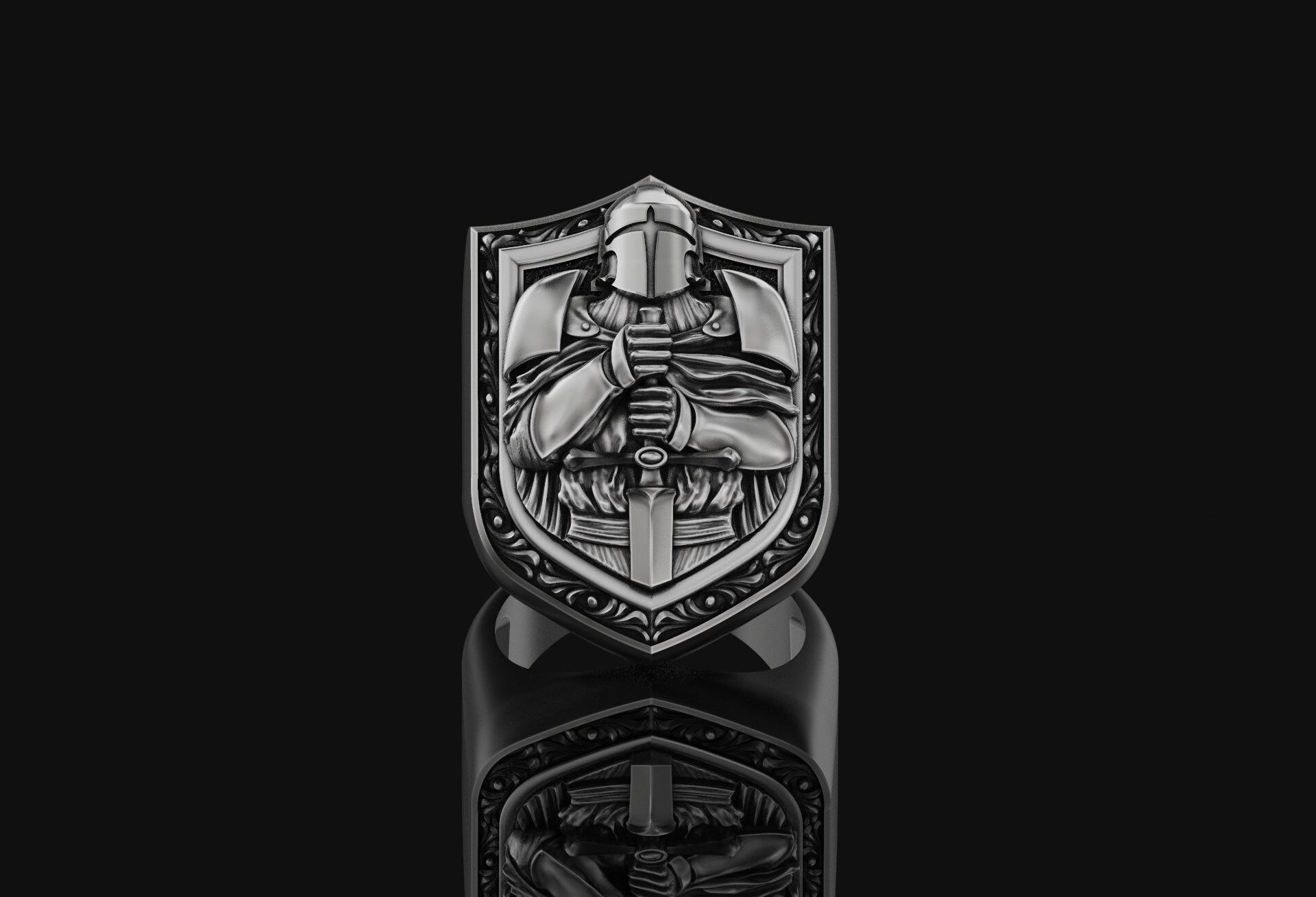 Solid Silver Knight Ring for Men Accessory Valentines Day Gift | Etsy