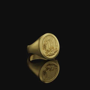 The Animal in the Forest Nature Inspired Pinky Signet Ring in Silver ...