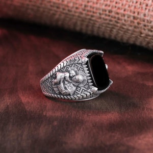 St Anthony Ring, Christian Jewelry, Saint Gift, Cushion Gemstone, Lapis ...