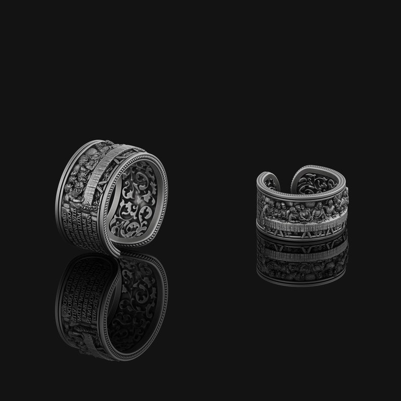 The Last Supper Band Ring, Silver Artificial Christian Jewelry ...
