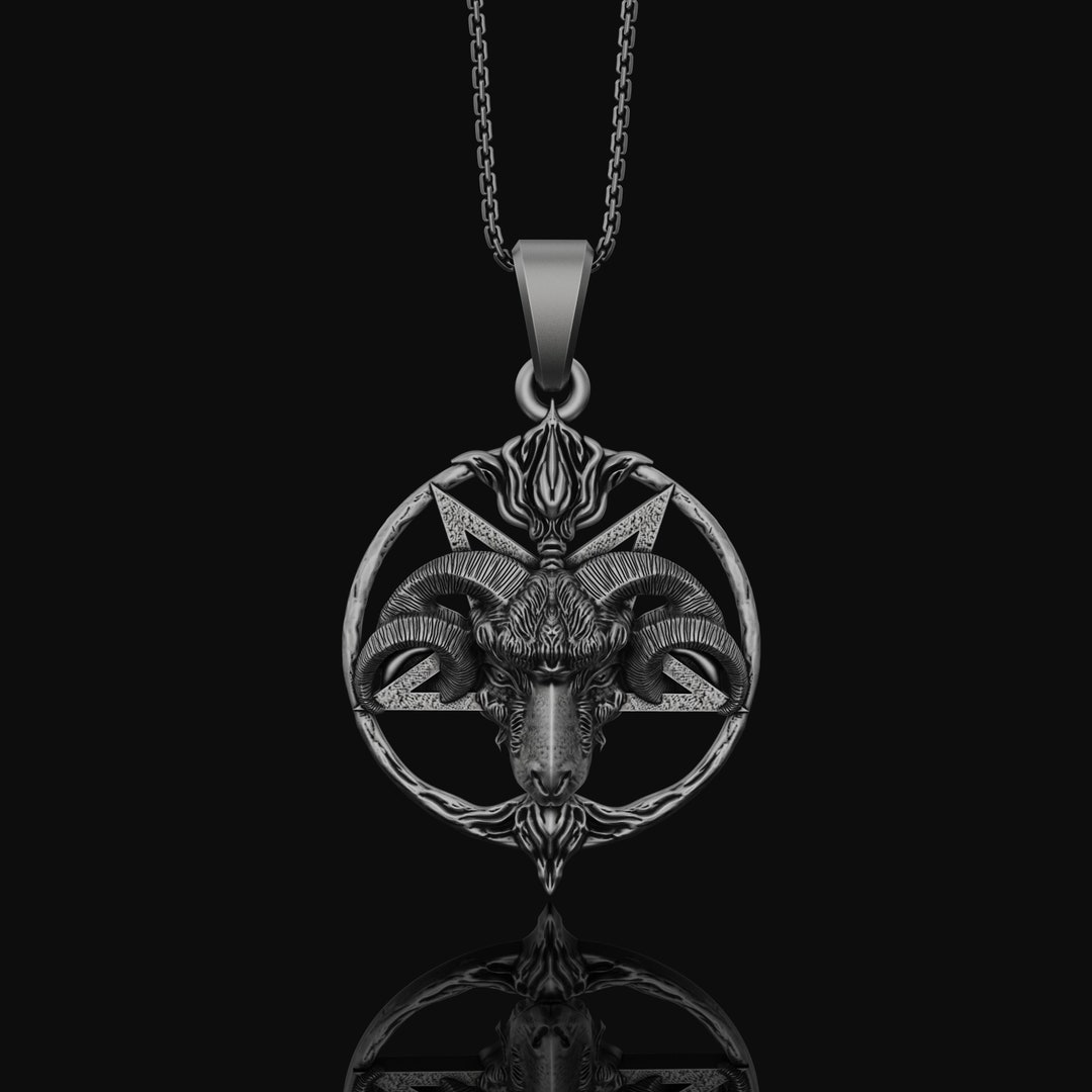 Baphomet Charm Gothic Satanism Pendant Necklace - Dark Esoteric Occult ...