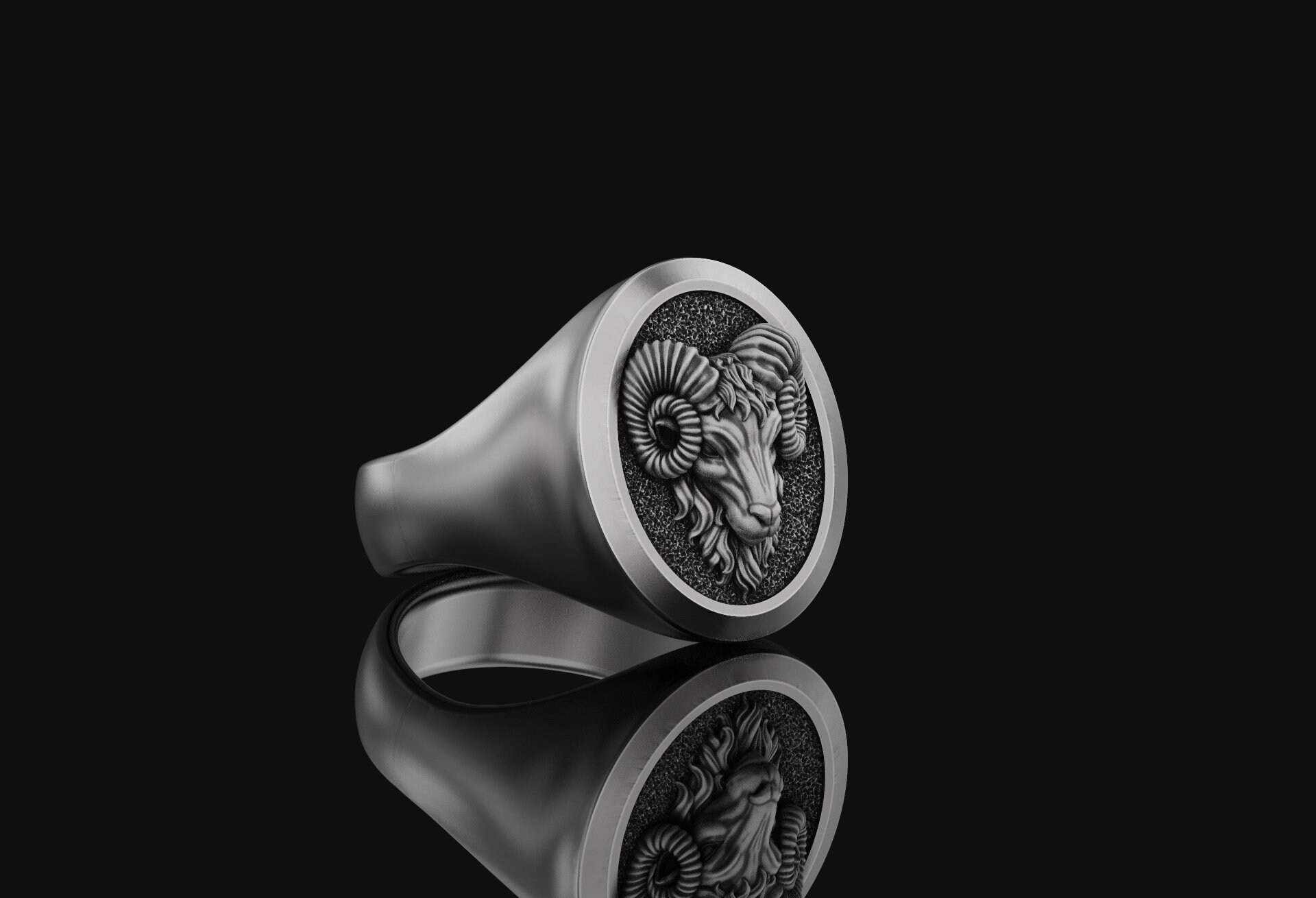 925 Silver Adjustable Ram Signet Ring Aries Jewelry Astrology | Etsy