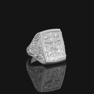 Silver Jesus INRI Cross Ring - Christian Jewelry, Elegant Faith Symbol ...