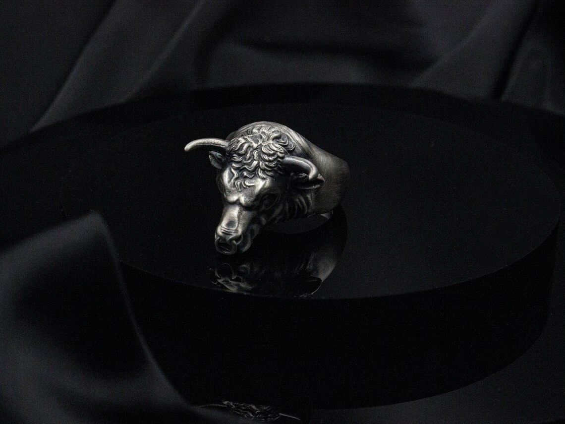 925 Silver Bull Ring Mens Accessory Birthday Gift Ideas Women | Etsy
