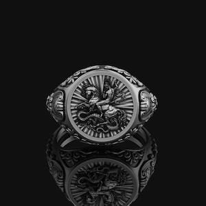 Silver Saint George Signet Ring Christian Jewelry Religious Accessory ...