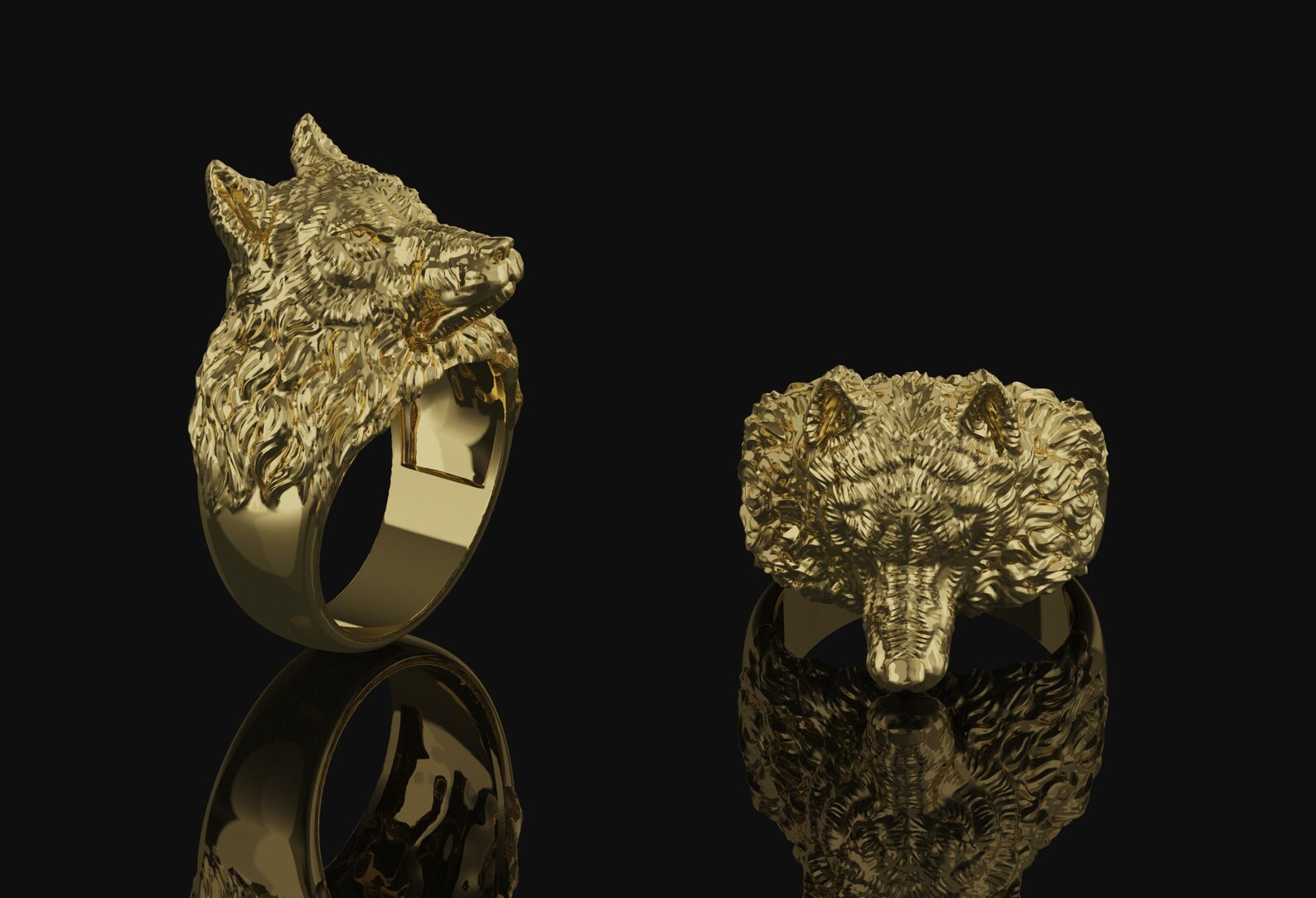 Men's & Women's Silver Alpha Wolf Ring Unisex Animal Jewelry Birthday ...