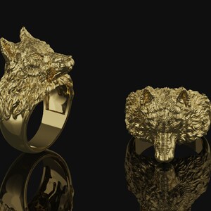 Men's & Women's Silver Alpha Wolf Ring Unisex Animal Jewelry Birthday ...