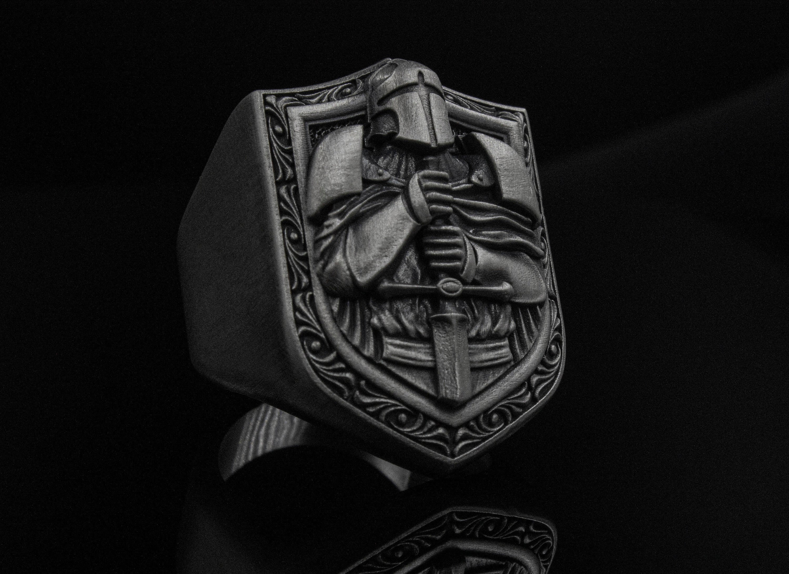Solid Silver Knight Ring for Men Accessory New Year Gift for - Etsy