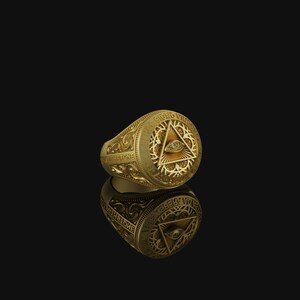 Sterling Silver Masonic Symbol Ring, Freemason Jewelry, Intricate ...