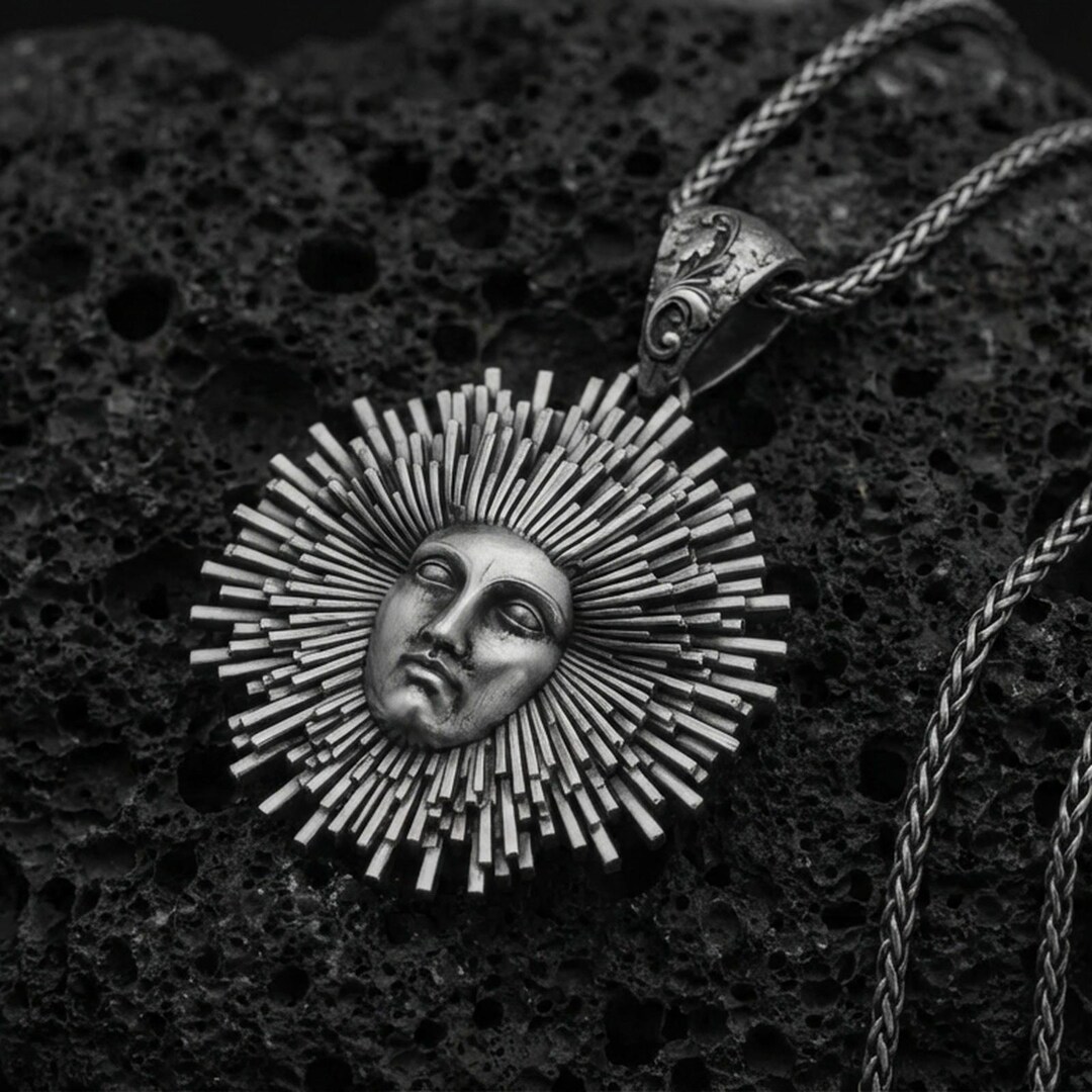 Sterling Silver Helios Pendant Necklace, Greek Sun God Jewelry - Etsy