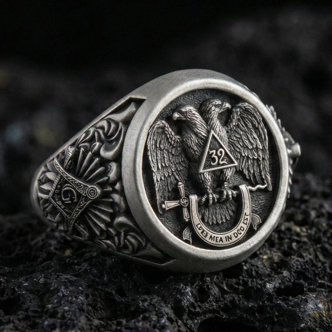 Sterling Silver Masonic Ring – 'spes Mea in Deo Est' Freemason Band - Etsy