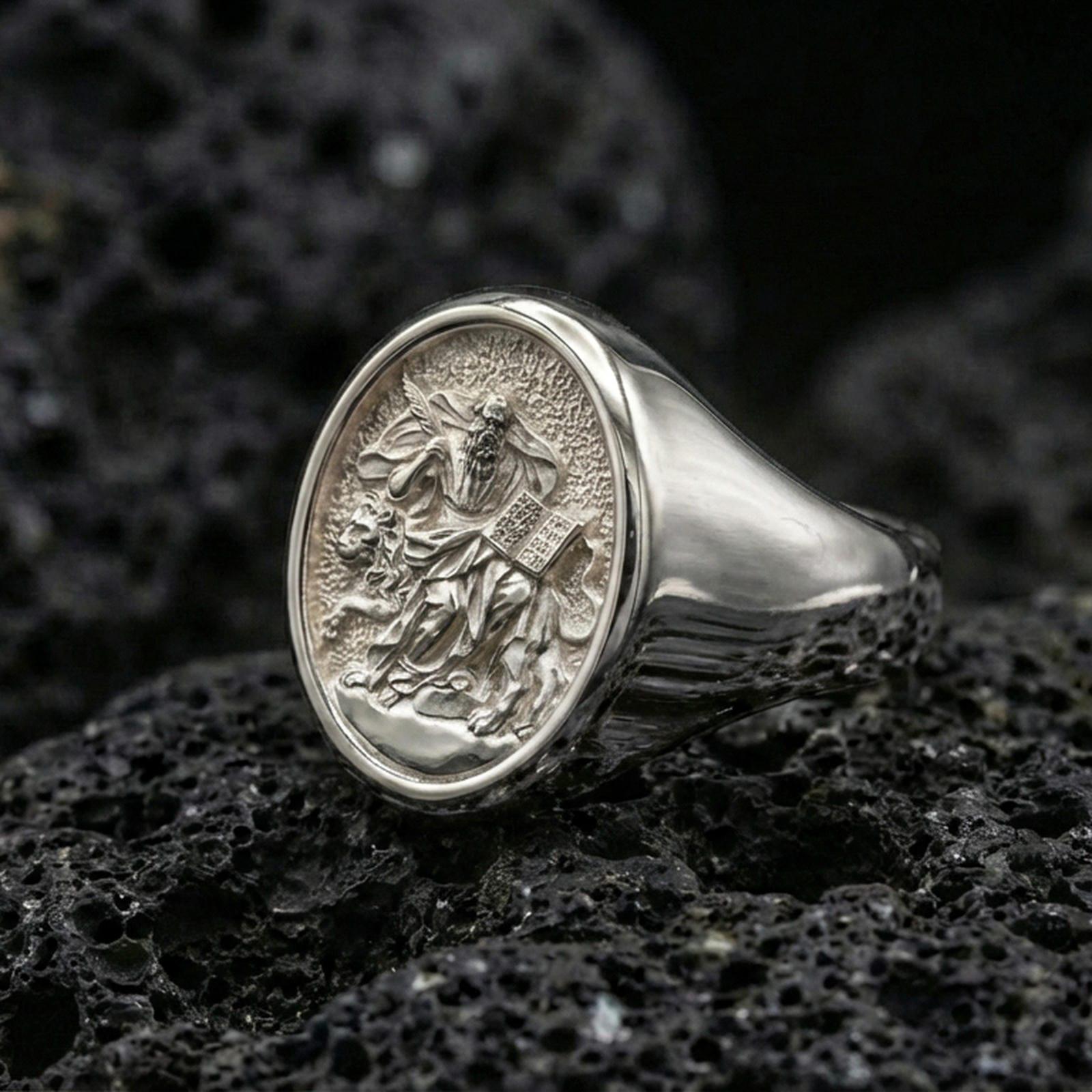 925 Sterling Silver St Mark Ring, Religious Christian Jewelry - Etsy