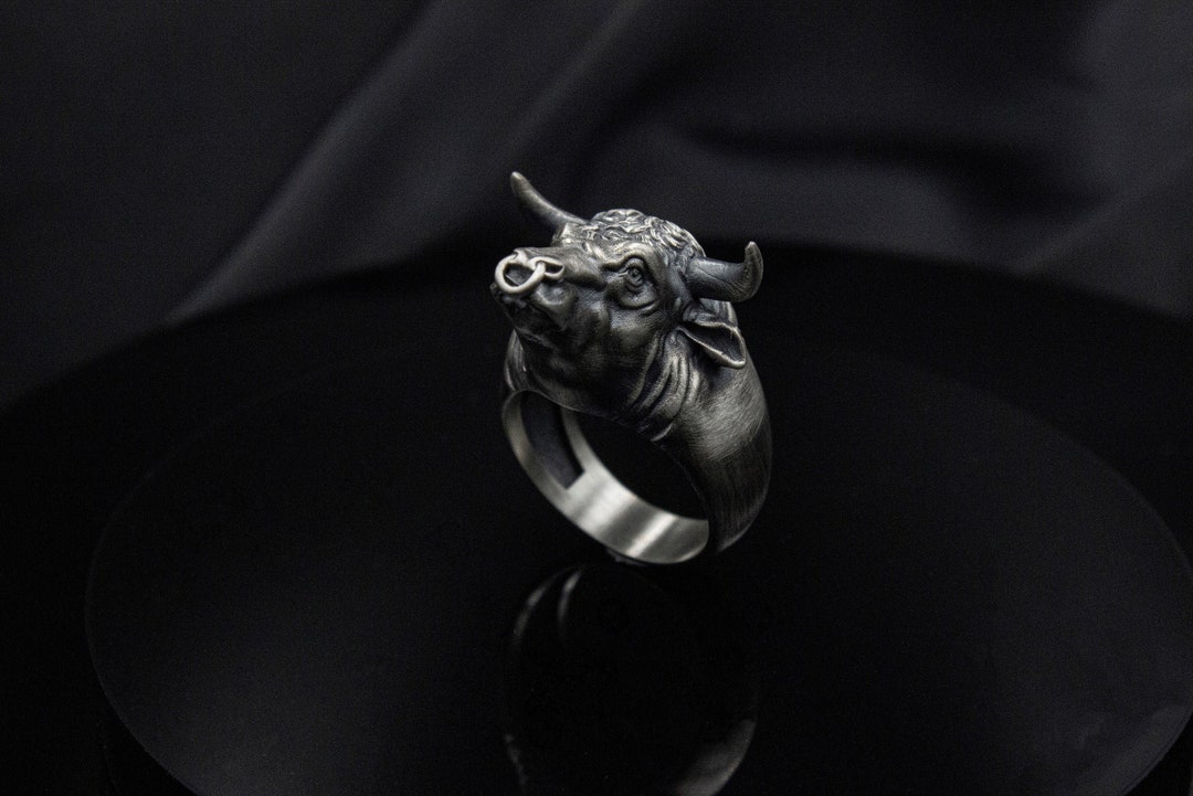 925 Silver Bull Ring Mens Accessory Valentine Gift Ideas Women Jewelry ...
