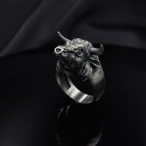 925 Silver Bull Ring Mens Accessory Valentine Gift Ideas Women Jewelry ...