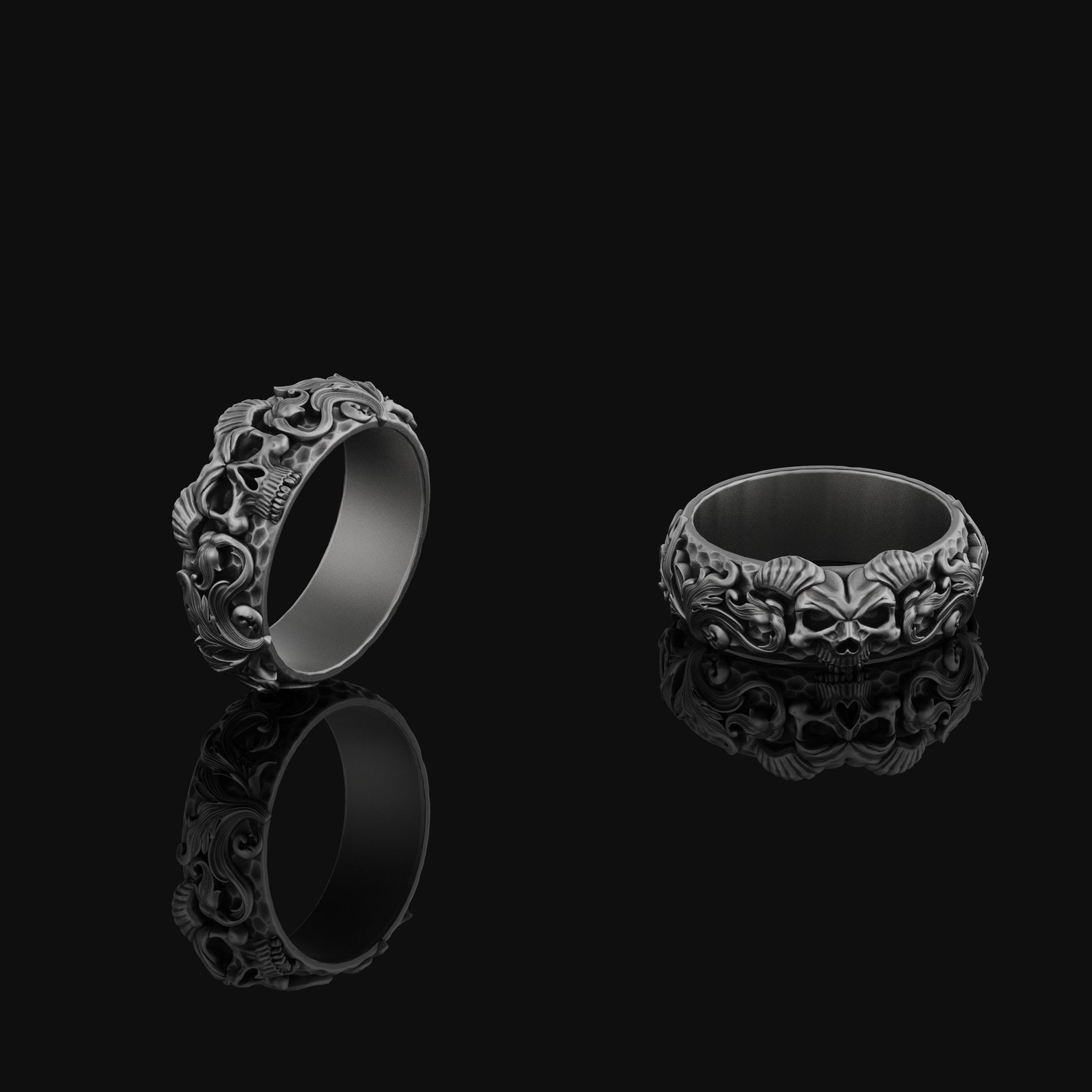 Gothic Wedding Band Halloween Themed Skull Jewelry Ring - Etsy