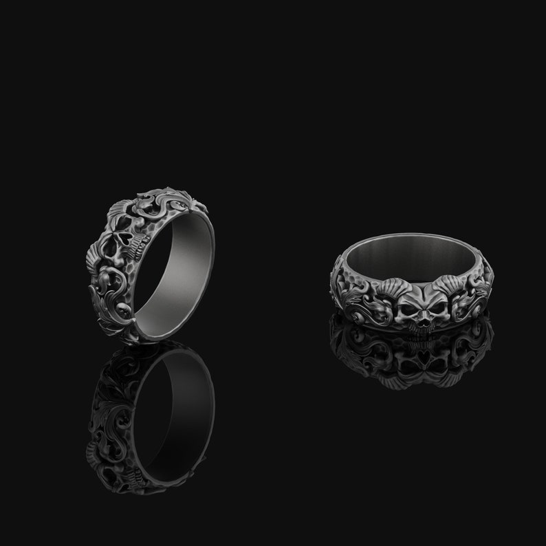 Gothic Wedding Band Halloween Themed Skull Jewelry Ring - Etsy