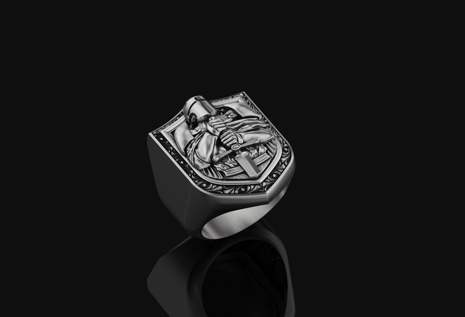 Solid Silver Knight Ring for Men Accessory Valentines Day Gift | Etsy