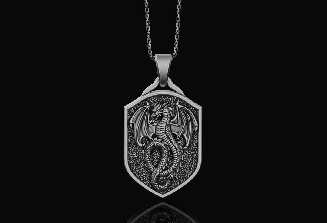 Silver Dragon Pendant, Silver Dragon Jewelry Dragon Pendant for Men ...