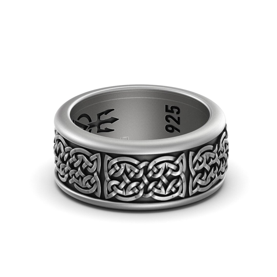 Spinning Celtic Knot Band Silver Wedding Ring - Elegant Irish Infinity ...
