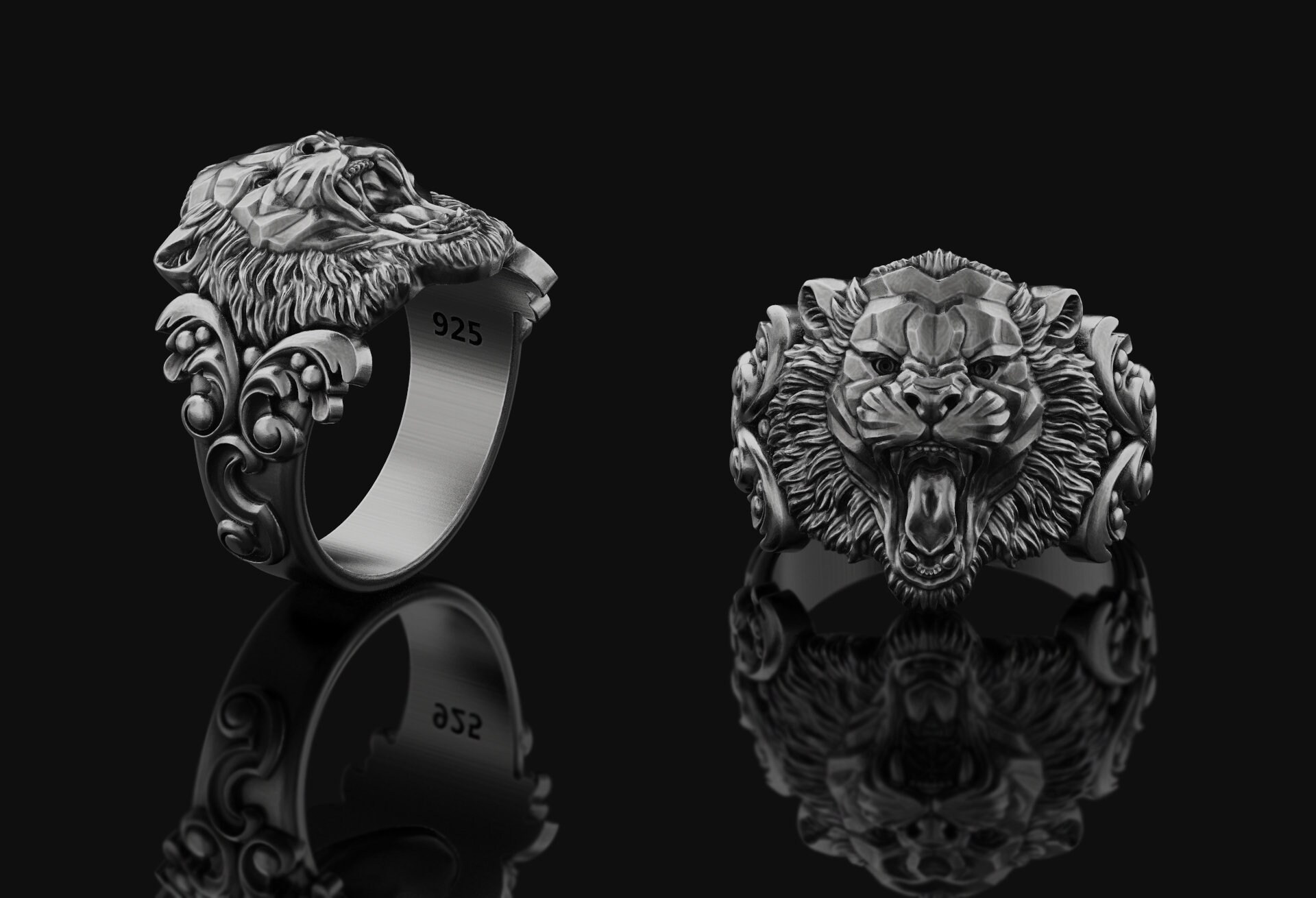 Silver Tiger Signet Ring Mens Accessory Mother's Day Gift | Etsy