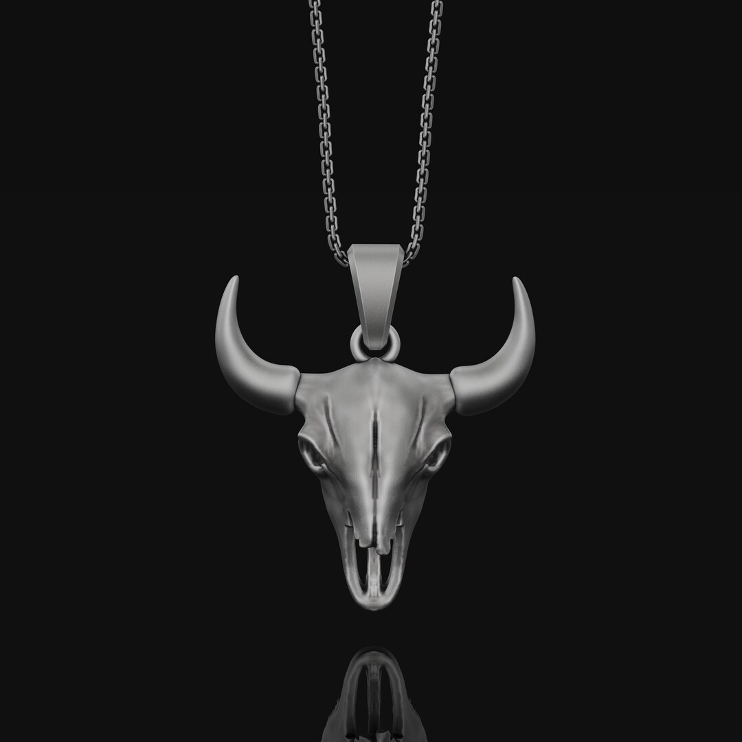 Baphomet Goat or Longhorn Skull Stainless Steel Necklace - Western ...