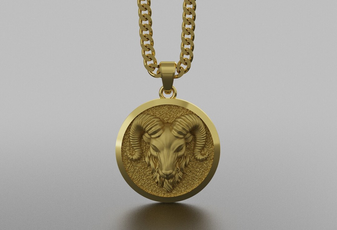 Personalized Aries Necklace, Gold Medallion Pendant 14K Accessory 18K ...