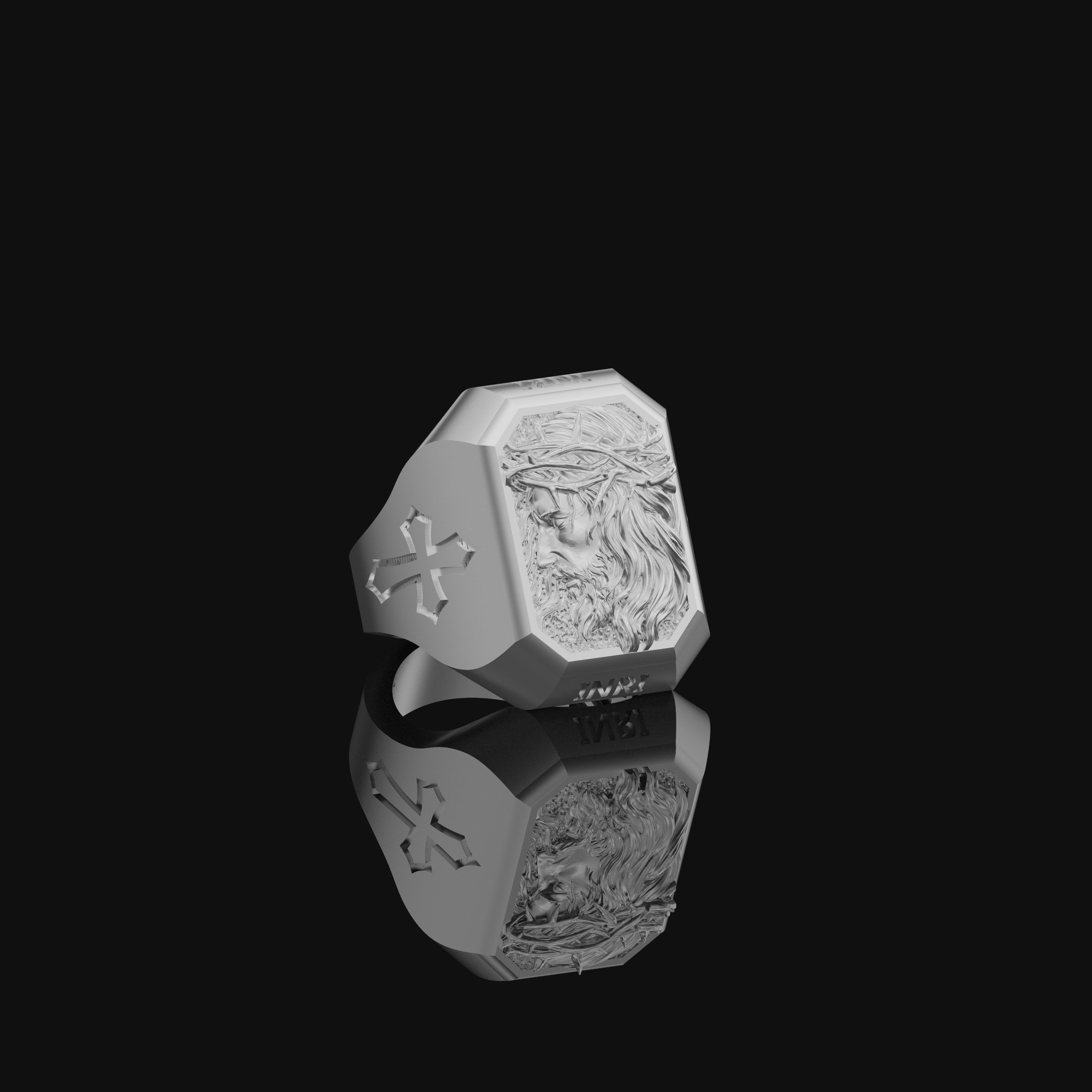 Jesus Christ Crown of Thorns Silver Ring, Jesus Head Ring, Religious ...
