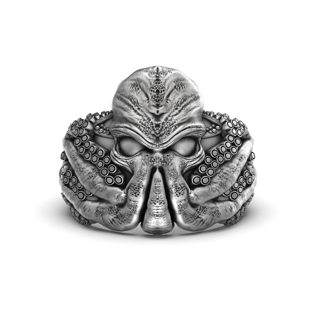 Silver Cthulhu Ring Octopus Jewelry Illithid- Gothic Jewelry, Fantasy ...
