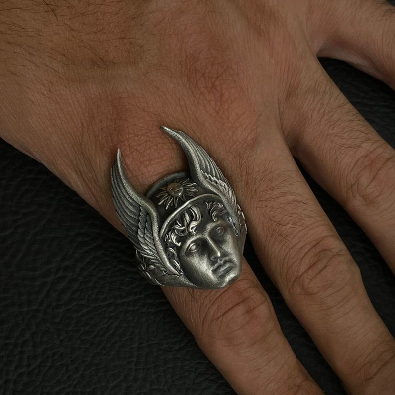 Sterling Silver Hermes Ring – Greek God, Winged Helmet - Etsy Canada