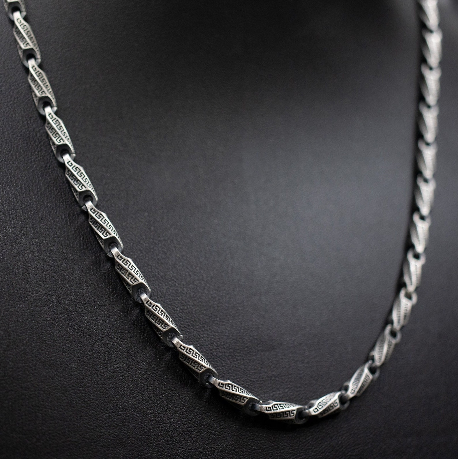 Silver Greek Decor Chain Necklace, Greece Decor Jewelry, Men's ...