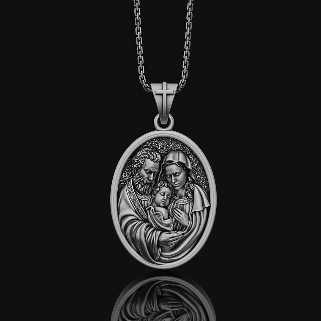 The Holy Family Medal, Child Jesus, Virgin Mary, Saint Joseph ...