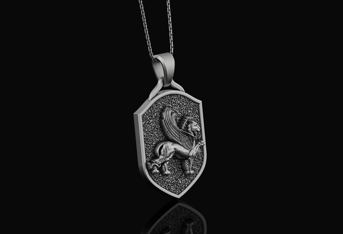 Men's Silver Gryphon Pendant Griffin Necklace For Men | Etsy
