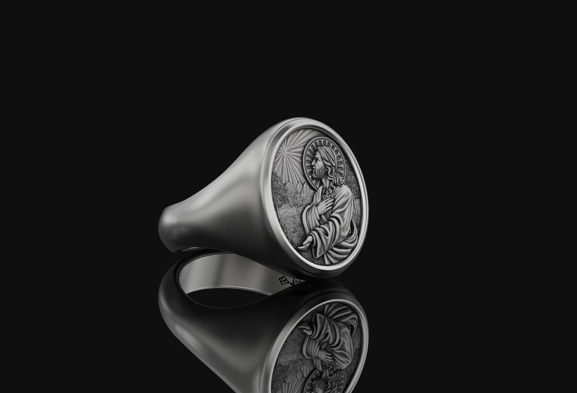 925 Silver Jesus Christ Prayer Ring Religious Gift Christian | Etsy