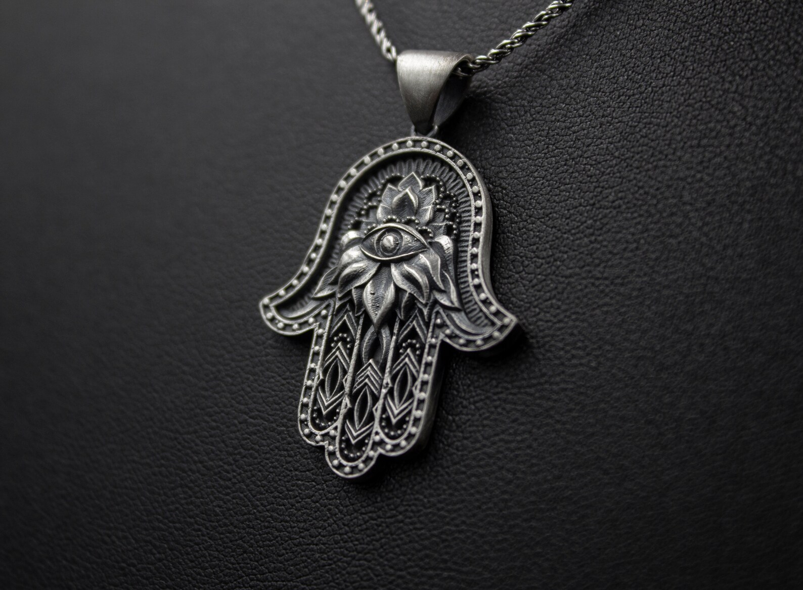 Hamsa Hand of Fatima Silver Evil Eye Necklace Lucky Charm - Etsy