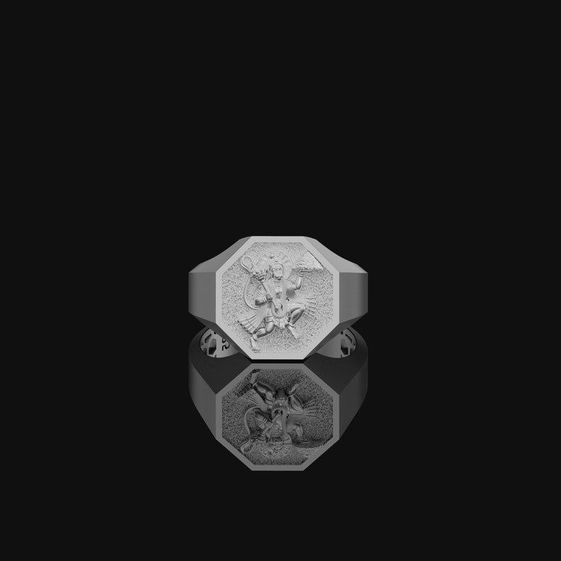Hanuman Ring Octagonal Hindu Deity Lord Hanuman Spiritual - Etsy