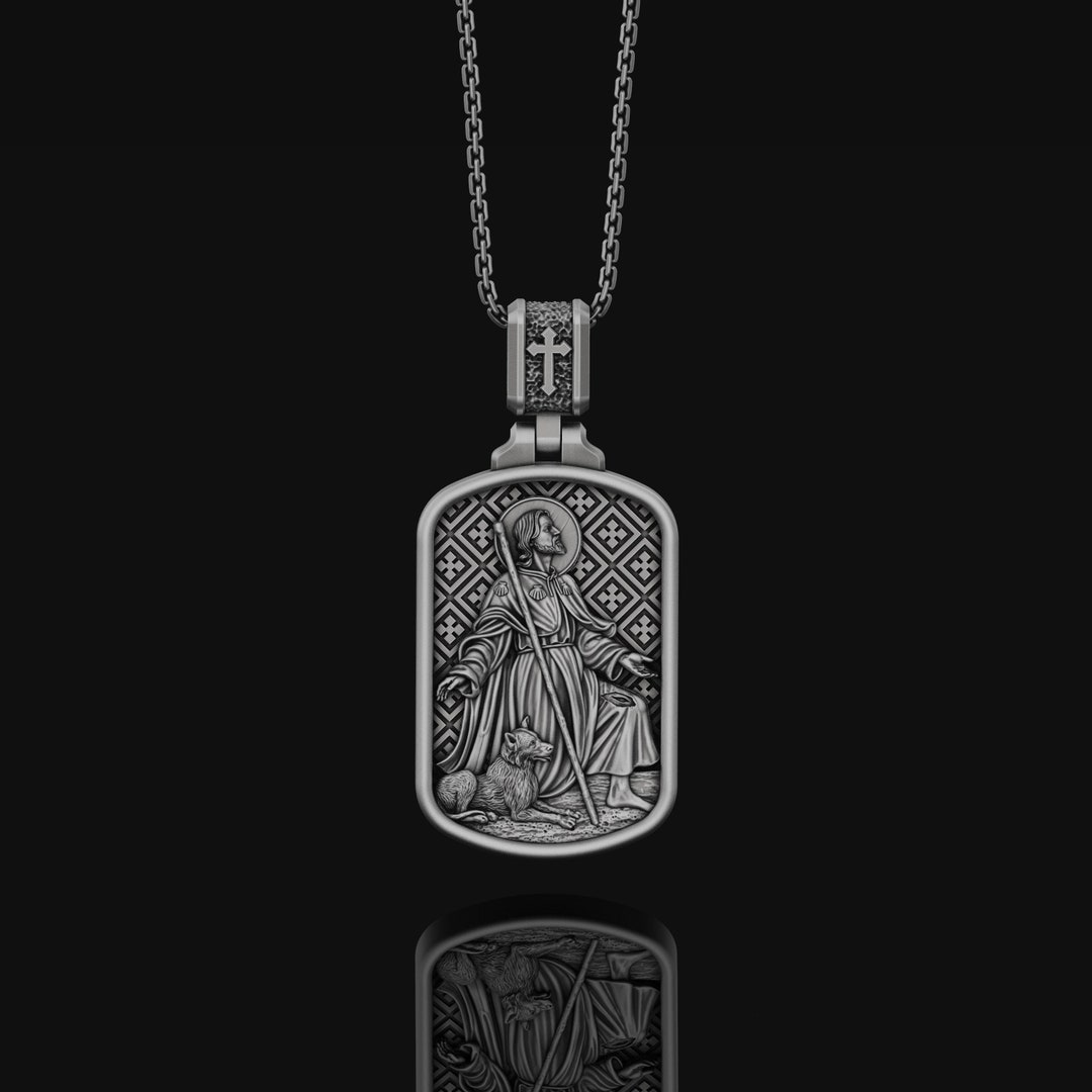 Saint Roch Patron Men Necklace, St Roch Against Plague Medallion ...