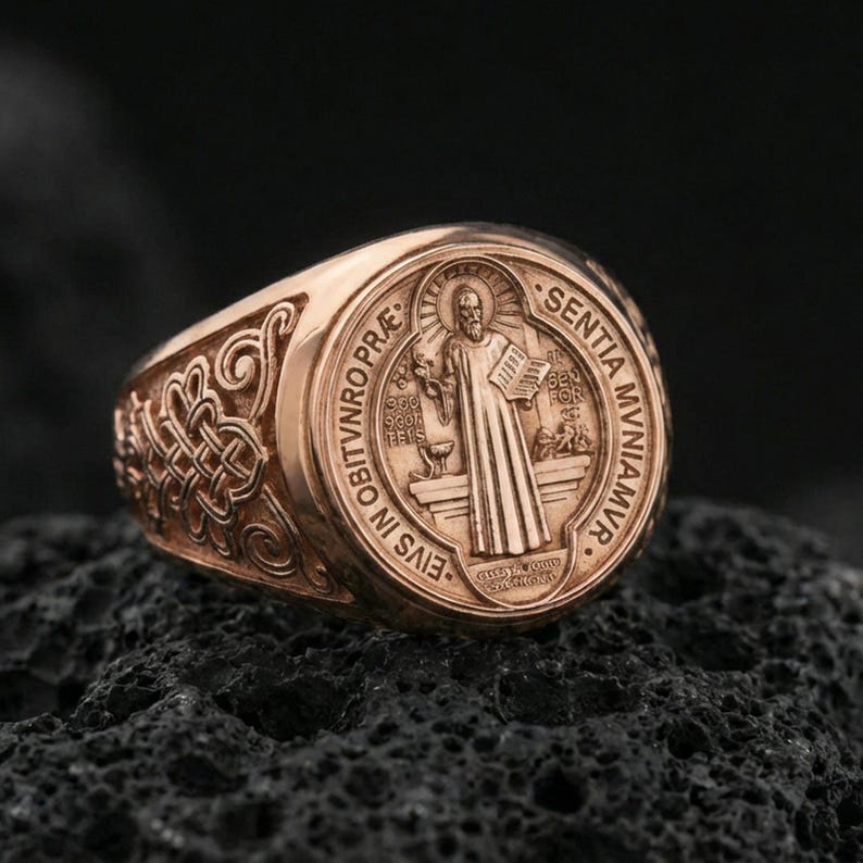 Sterling Silver St Benedict Medal Signet Ring - Etsy UK