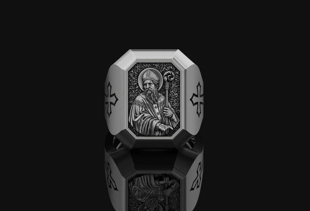 St Patrick Ring Religious Men's Silver Accessory Gift Christian Jewelry ...