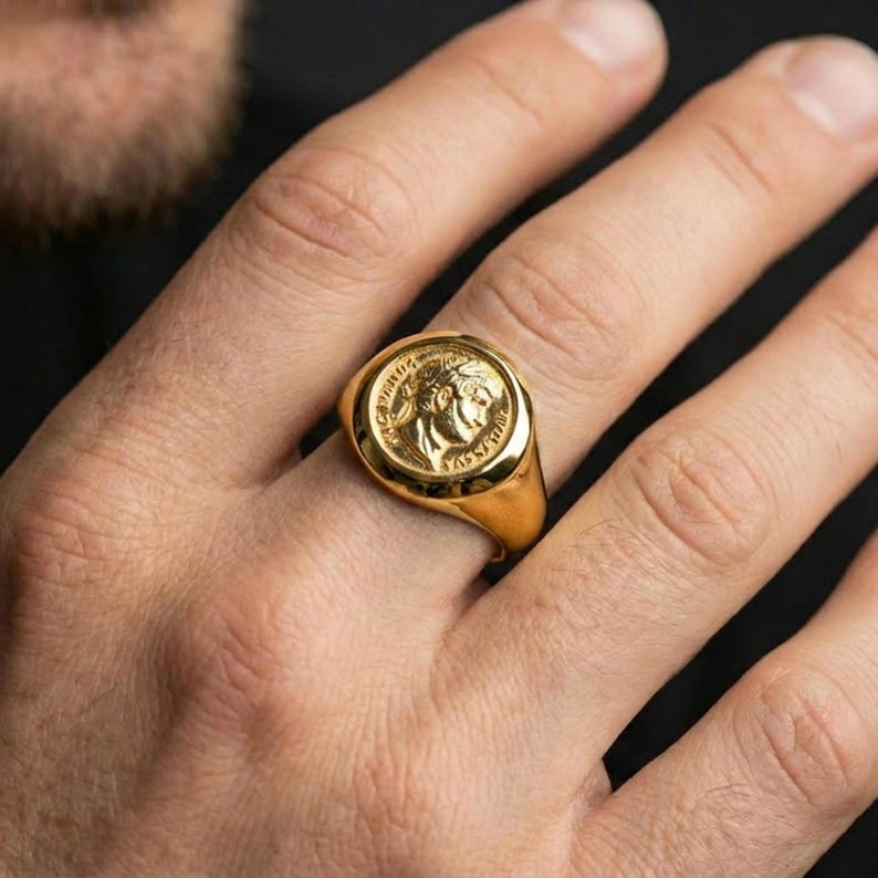 Sterling Silver Ancient Roman Coin Ring, Augustus Emperor - Etsy